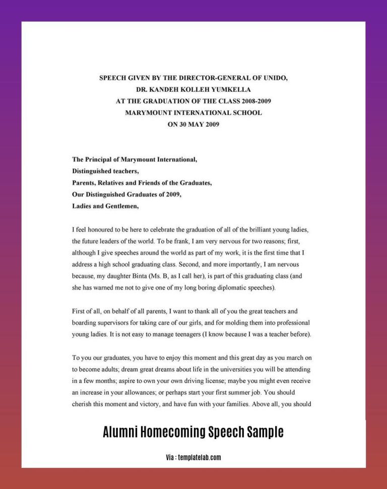 Alumni Homecoming Speech Sample: Reconnecting, Celebrating, and Moving ...