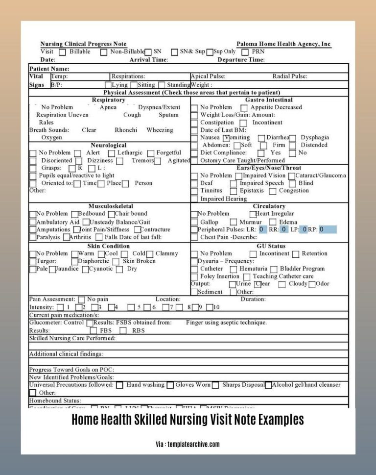Home Health Skilled Nursing Visit Note Examples for Effective ...