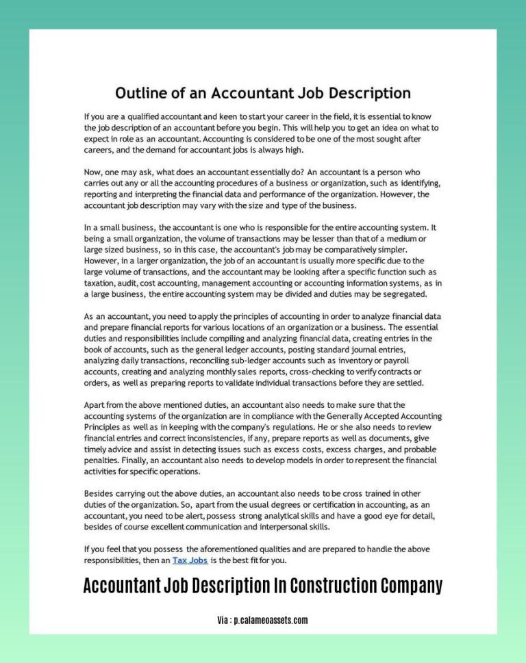 Accountant Job Description in Construction Company - Wave Sold