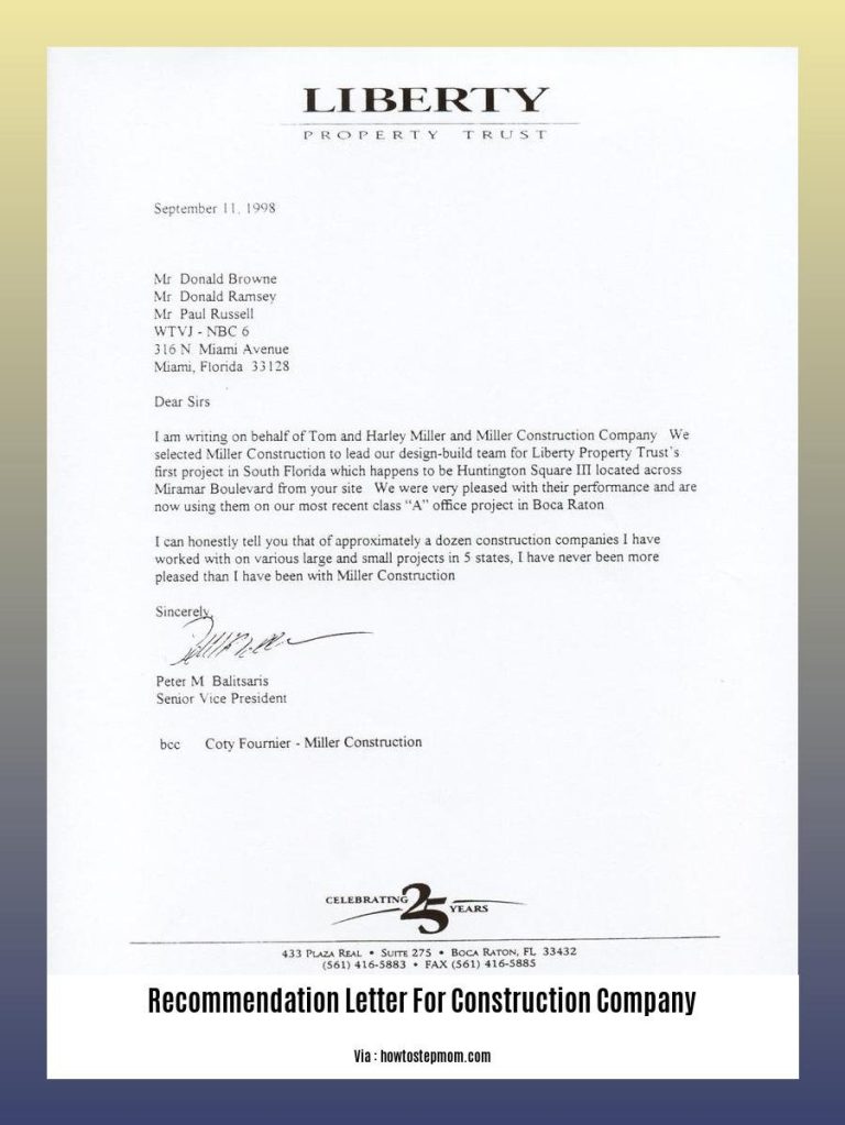 Recommendation Letter for Construction Company - Wave Sold