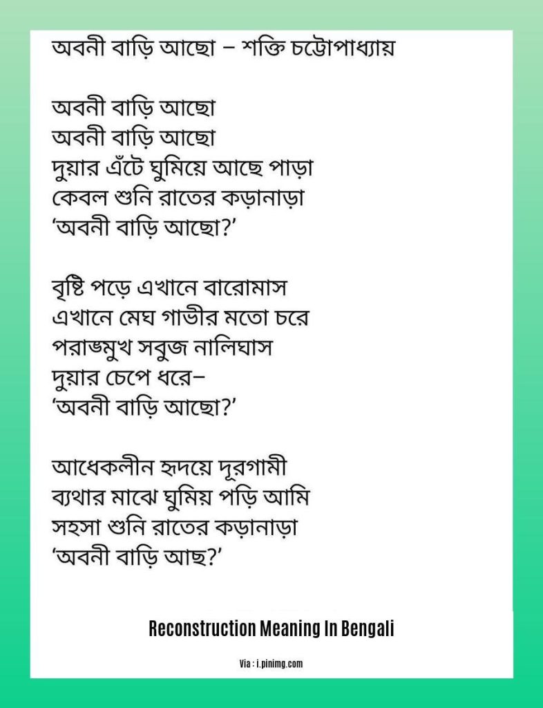 Reconstruction Meaning in Bengali: Unraveling the Evolution of Language ...